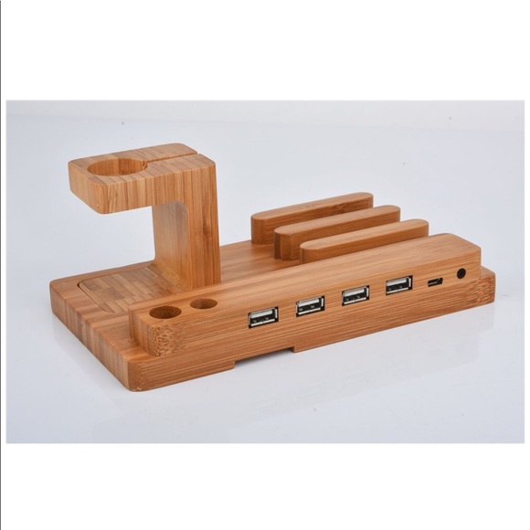Accessories | Bamboo Charger Stand For Multiple Devices Cradle | Poshmark